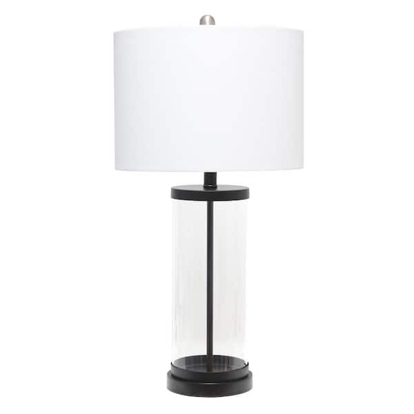 Elegant Designs 27.5 in. Black Enclosed Glass Table Lamp LT3323-BLK ...