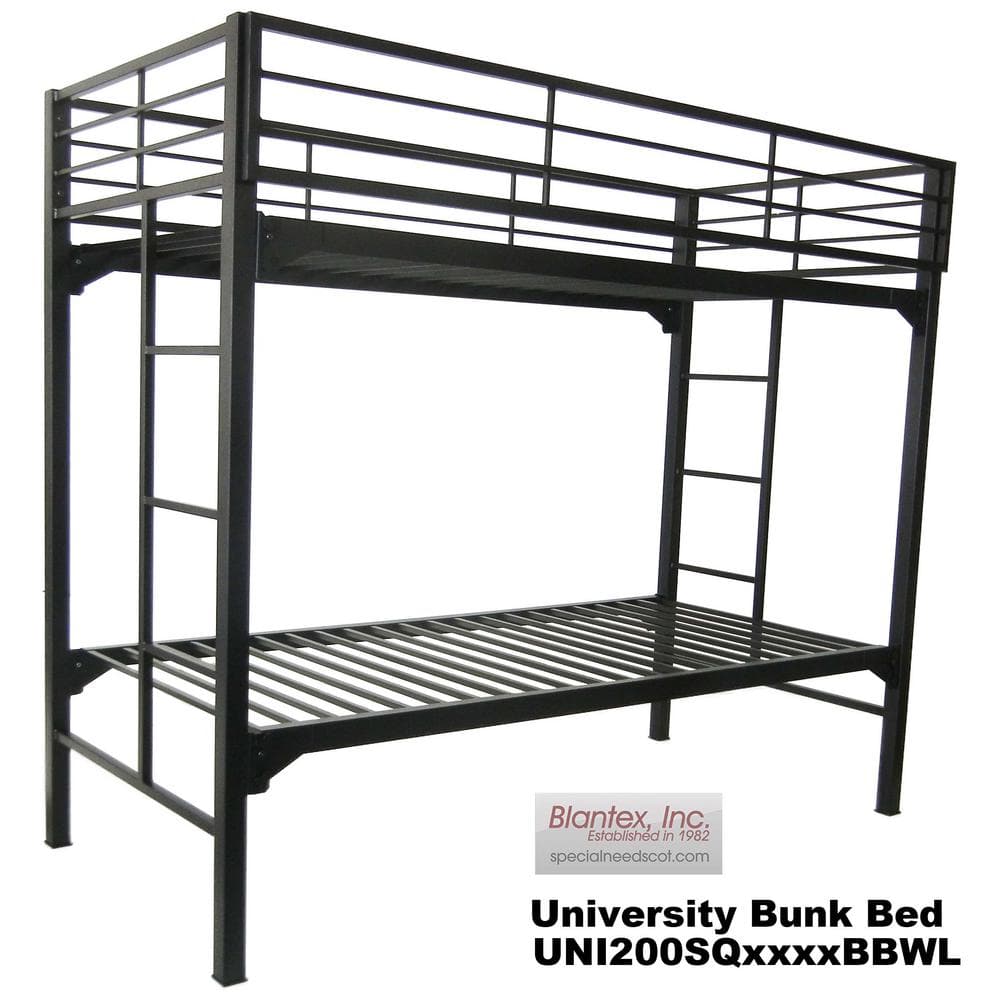BLANTEX University Black Steel Camp Platform Frame Bunk Bed with Built ...