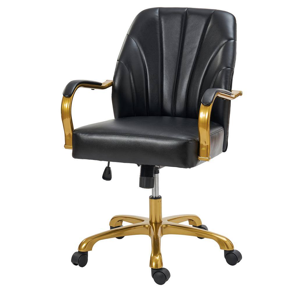 JAYDEN CREATION Stephanie Leather Wood Swivel Tilting Task Chair in ...