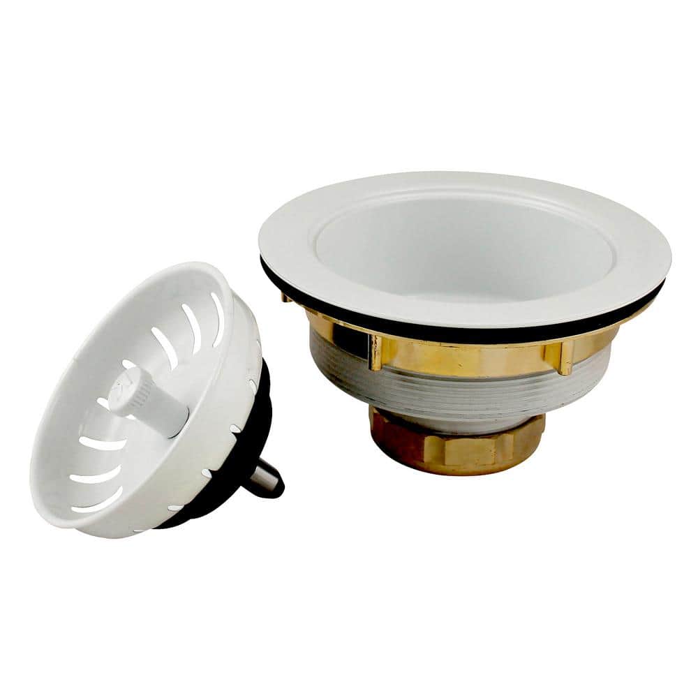 KEENEY 3.5 in. Brass Kitchen Sink Strainer in White K1439WH - The Home ...