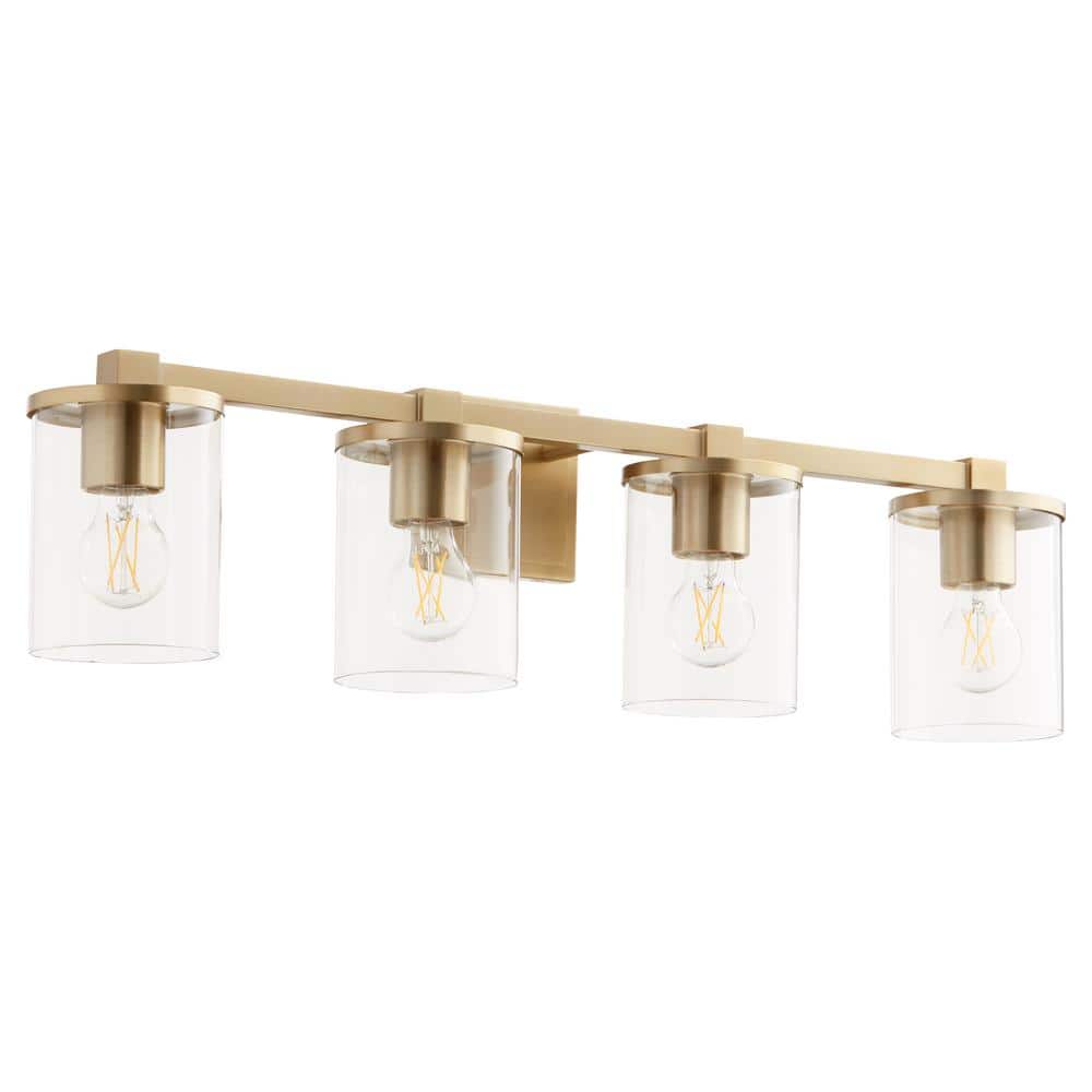 Quorum INTERNATIONAL Bolton 30.5 in. W 4-Light Aged Brass Vanity 523-4-80 - The Home Depot