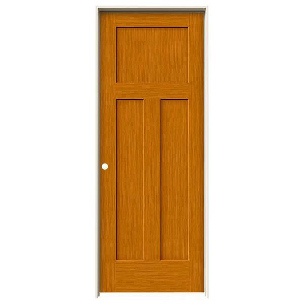JELD-WEN 30 in. x 80 in. Craftsman Saffron Stain Right-Hand Solid Core ...