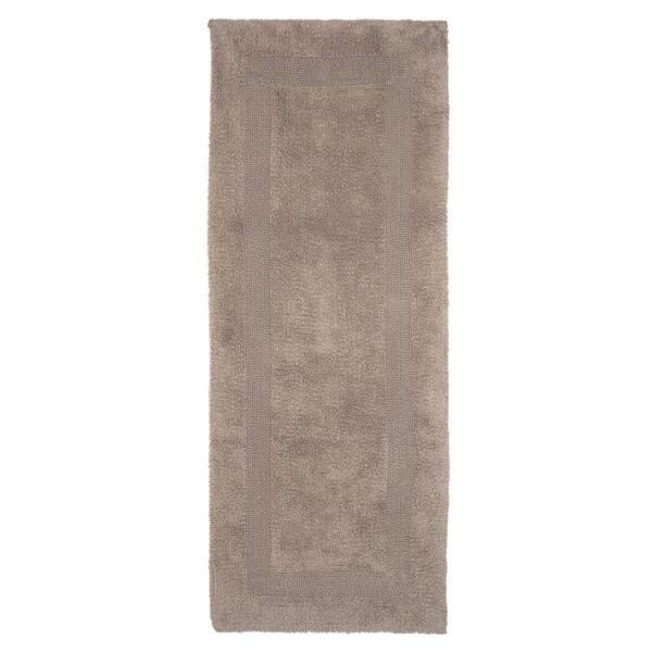 Lavish Home Taupe 2 ft. x 5 ft. Cotton Reversible Extra Long Bath Rug ...
