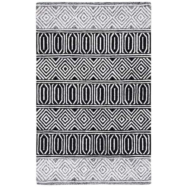 SAFAVIEH Capri 6 ft. x 9 ft. Ivory/Black Geometric Diamond Area Rug ...