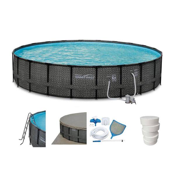 Summer Waves Elite 22 ft. Frame Swim Pool w/Qualco 5-Pound Chlorinating ...