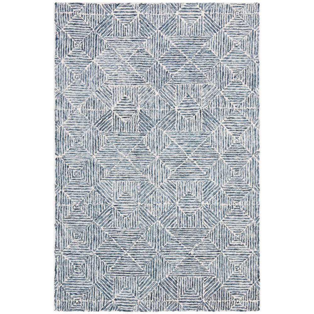 SAFAVIEH Abstract Blue 4 ft. x 6 ft. Geometric Area Rug ABT763M-4 - The ...