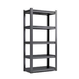 5-Tier Black Storage Metal Shelving, Adjustable Height, 2000 lbs. Heavy ...