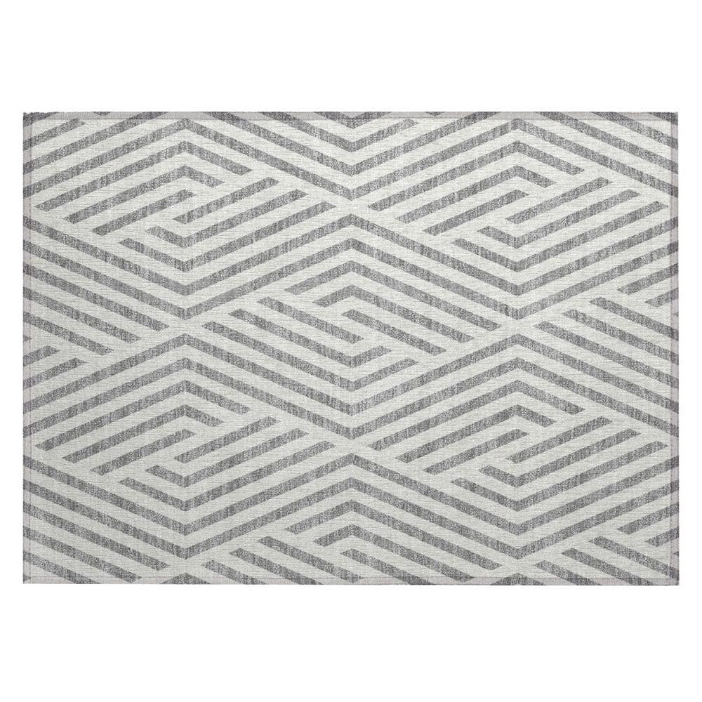HomeRoots Gray and Ivory 2 ft. x 3 ft. Woven Geometric Rectangle Indoor ...