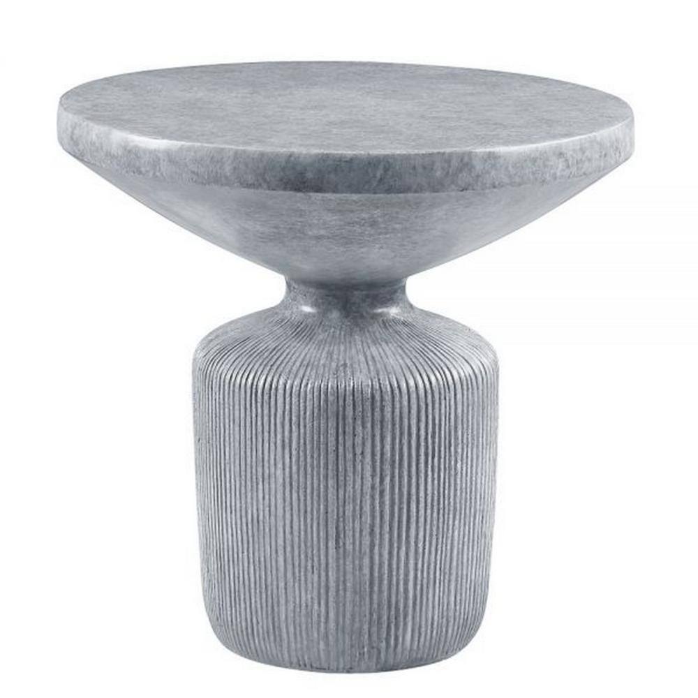 Benjara 21 in. Gray Round Cement End/Side Table with Cement BM309461 ...