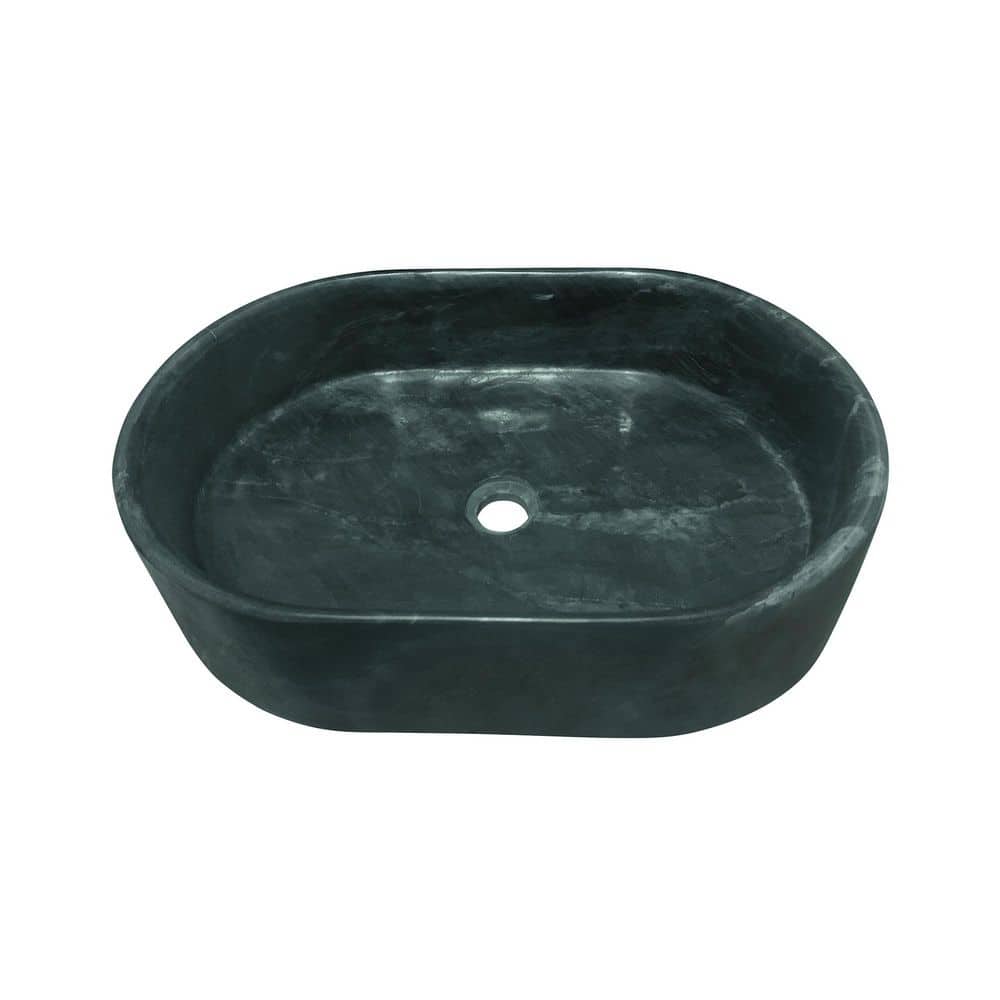 CASAINC Deep Jade Green Marble Vessel Bathroom Sink 23.6 in. x 15.7 in ...