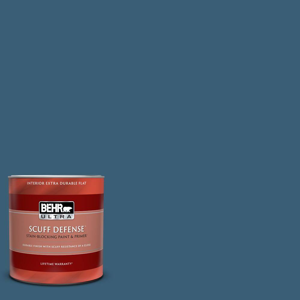 BEHR ULTRA 1 qt. #S490-7 Superior Blue Extra Durable Flat Interior ...