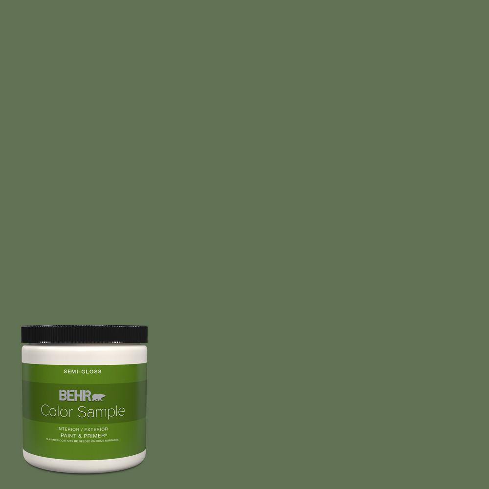 BEHR PREMIUM PLUS 8 oz. #QE-39 Willow Leaf Semi-Gloss Interior/Exterior ...