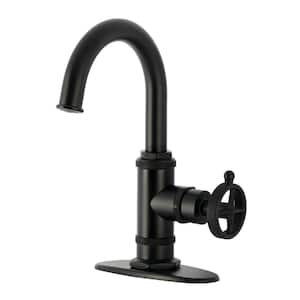 HELVEX Bamboo Single Handle Single Hole Bathroom Faucet in Matte Black ...