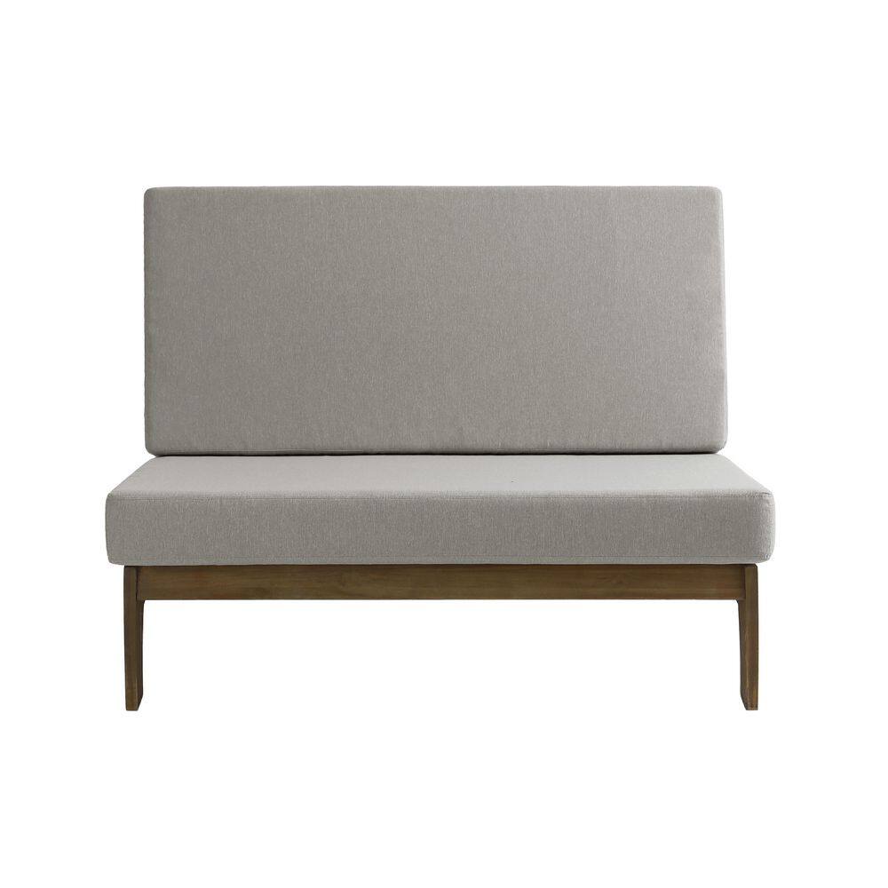 Uixe Teak Color Solid Wood Frame Outdoor Loveseat Sofa with Removable ...