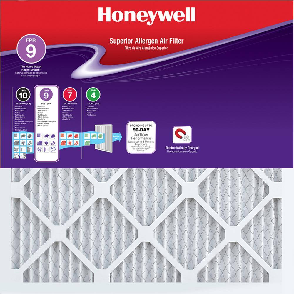 Honeywell 16 x 24 x 1 Superior Allergen Pleated FPR 9 Air Filter ...