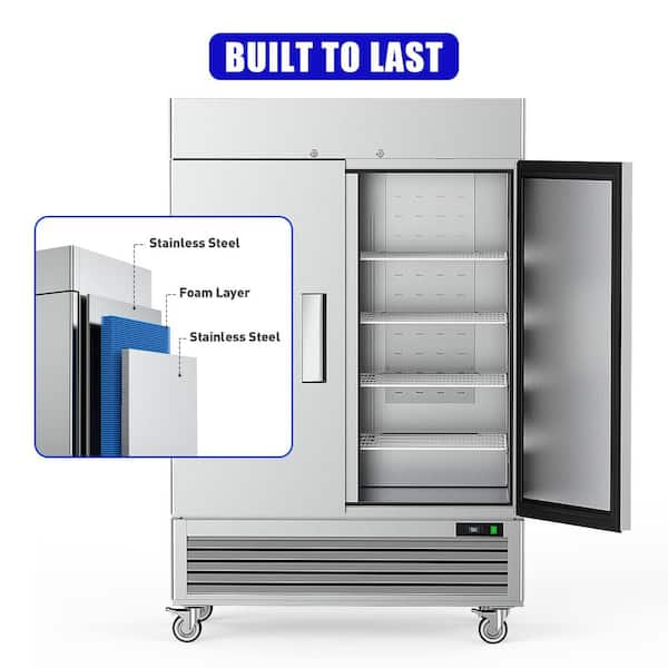 54 in. 49 cu.ft. Commercial Refrigerator in Stainless Steel 33 F to 41 F
