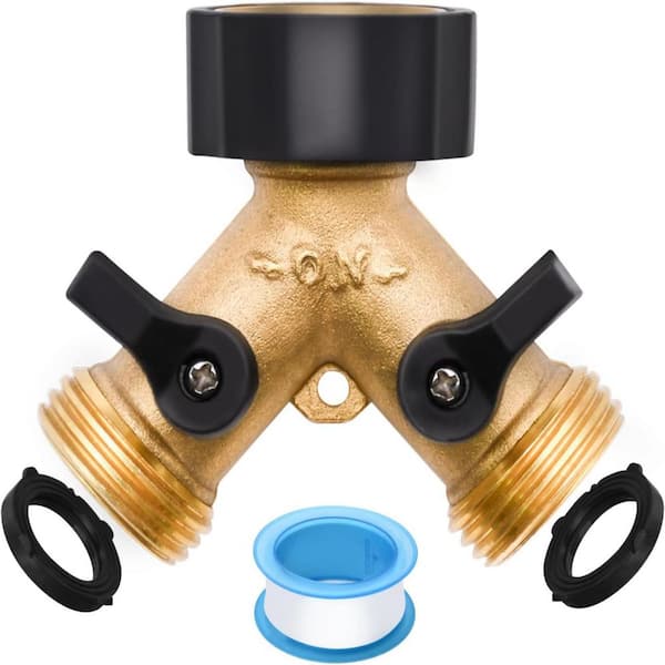 Cubilan 3/4" Hose Connector, 2 Way Heavy Duty Brass Garden Hose ...