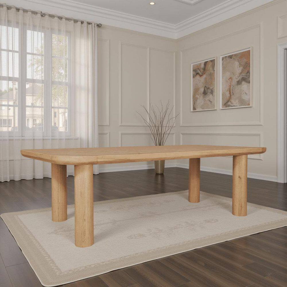 NADAAL STUDIOS Dareth Contemporary Natural Oak Wood 98 in. 4-Legs Base Dining Table 8-Seater PP ...