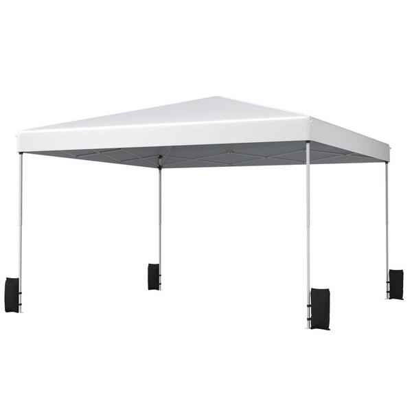 HOMMOW 10 ft. x 10 ft. Outdoor White Pop Up Canopy, Instant Portable ...