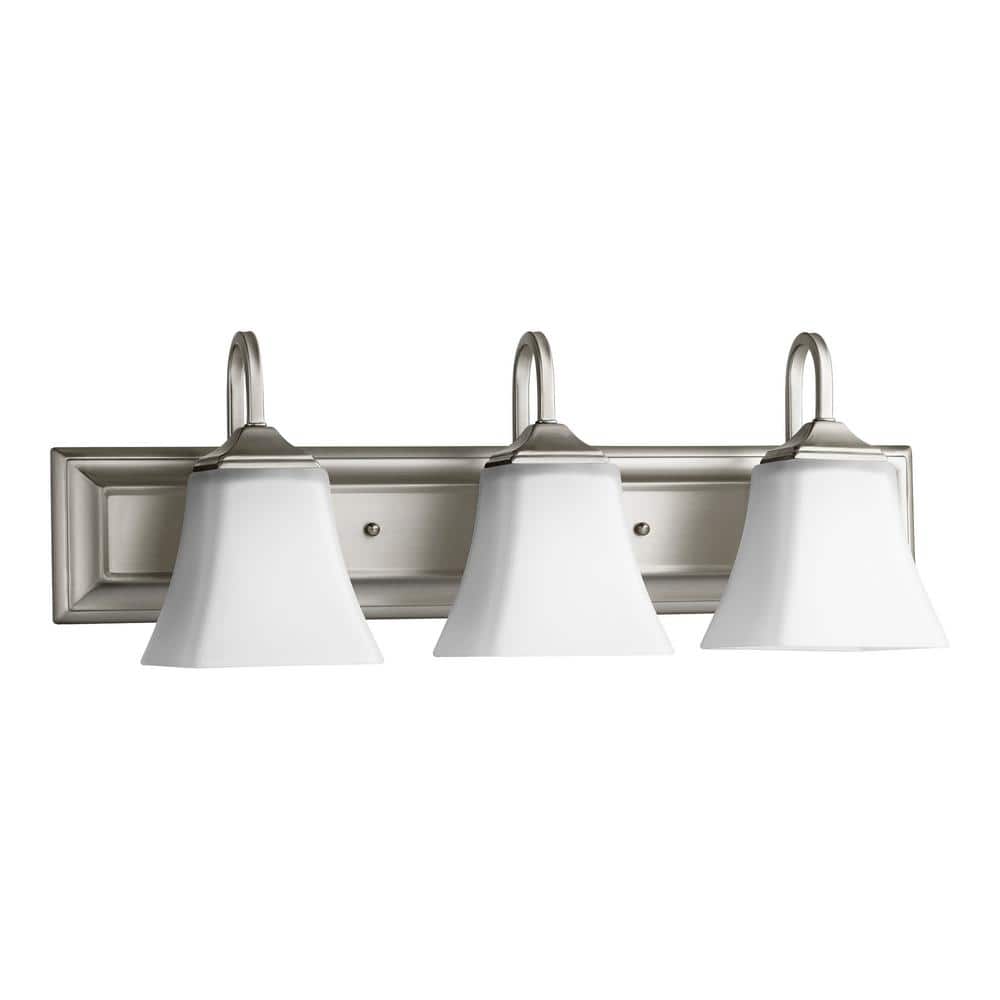 Quorum INTERNATIONAL Transitional 24 in. W 3-Light Satin Nickel Vanity Lights with Satin Opal ...