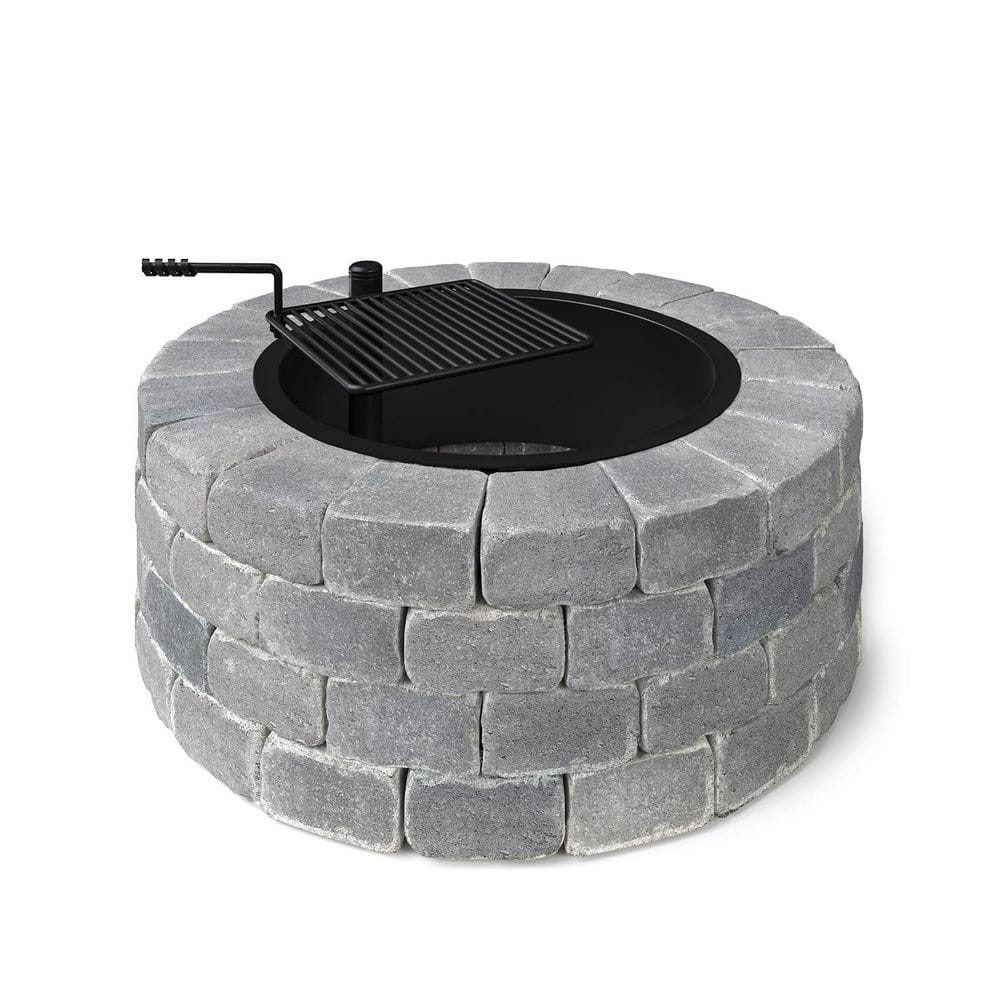 Necessories Grand 4-Course 48 in. W x 16 in. H Round Concrete Wood ...