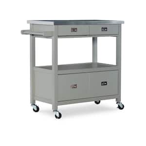 CROSLEY FURNITURE Cornell Gray Kitchen Cart with Faux Marble Top ...