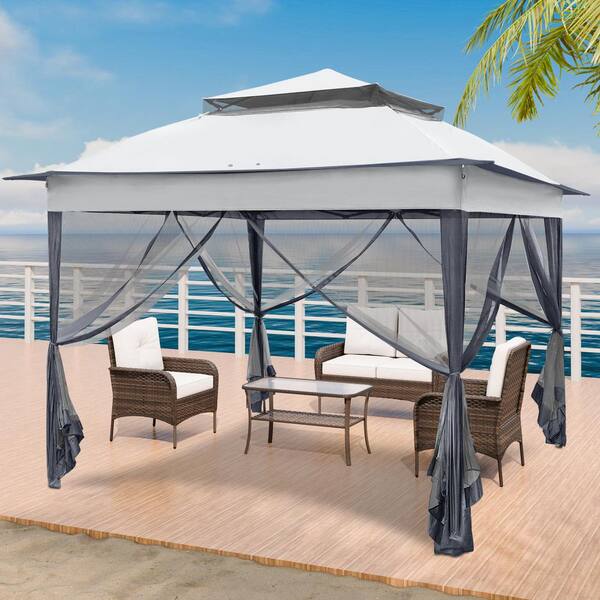 COOS BAY 11 ft. x 11 ft. Patio Portable Gazebo Pop-Up Canopy Gazebo ...