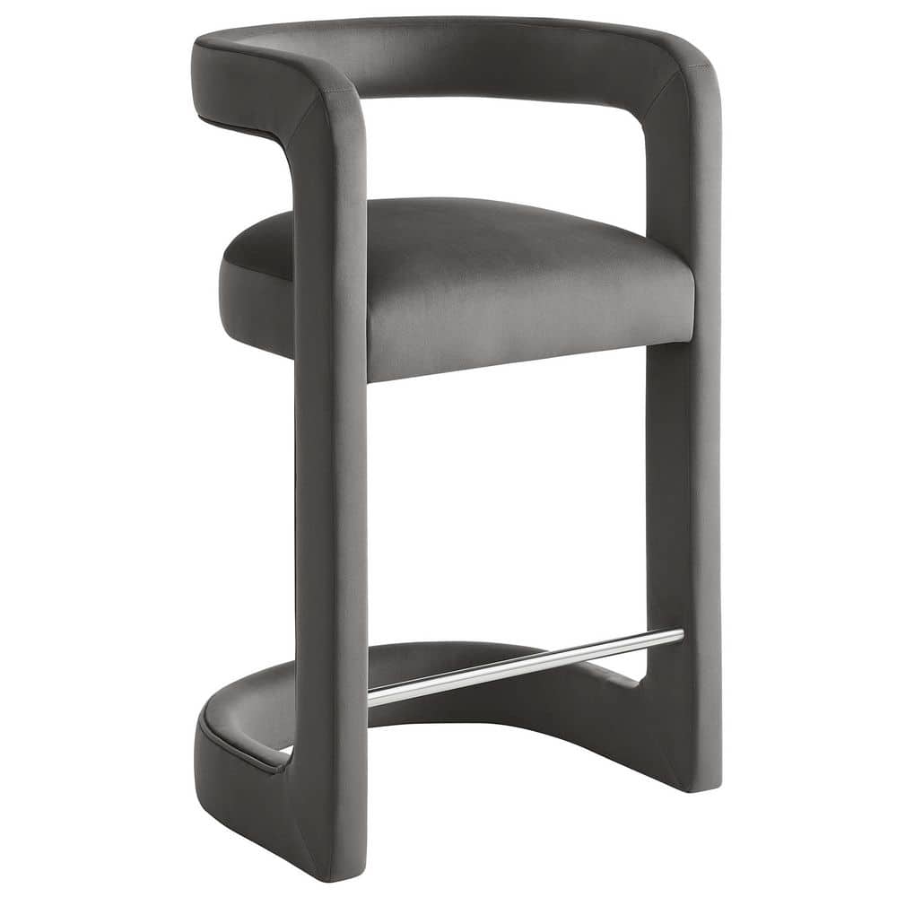 MODWAY Winslow Performance Velvet Counter Stool with Stainless Steel ...