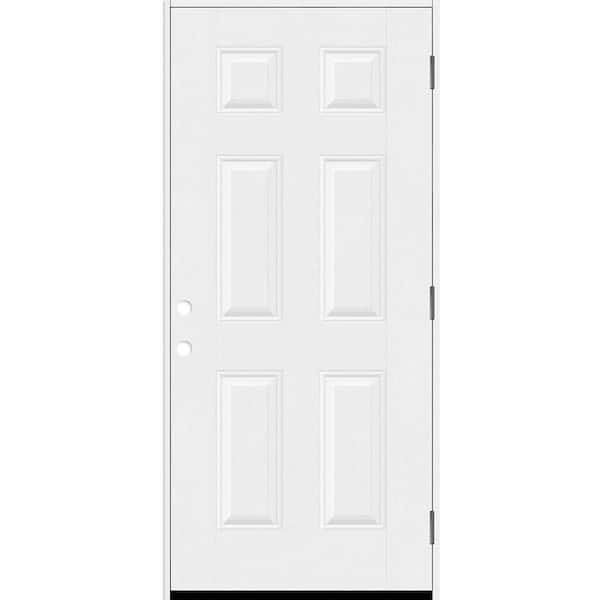 Steves & Sons Regency 36 in. x 80 in. 6 Panel RHOS Unfinished White ...