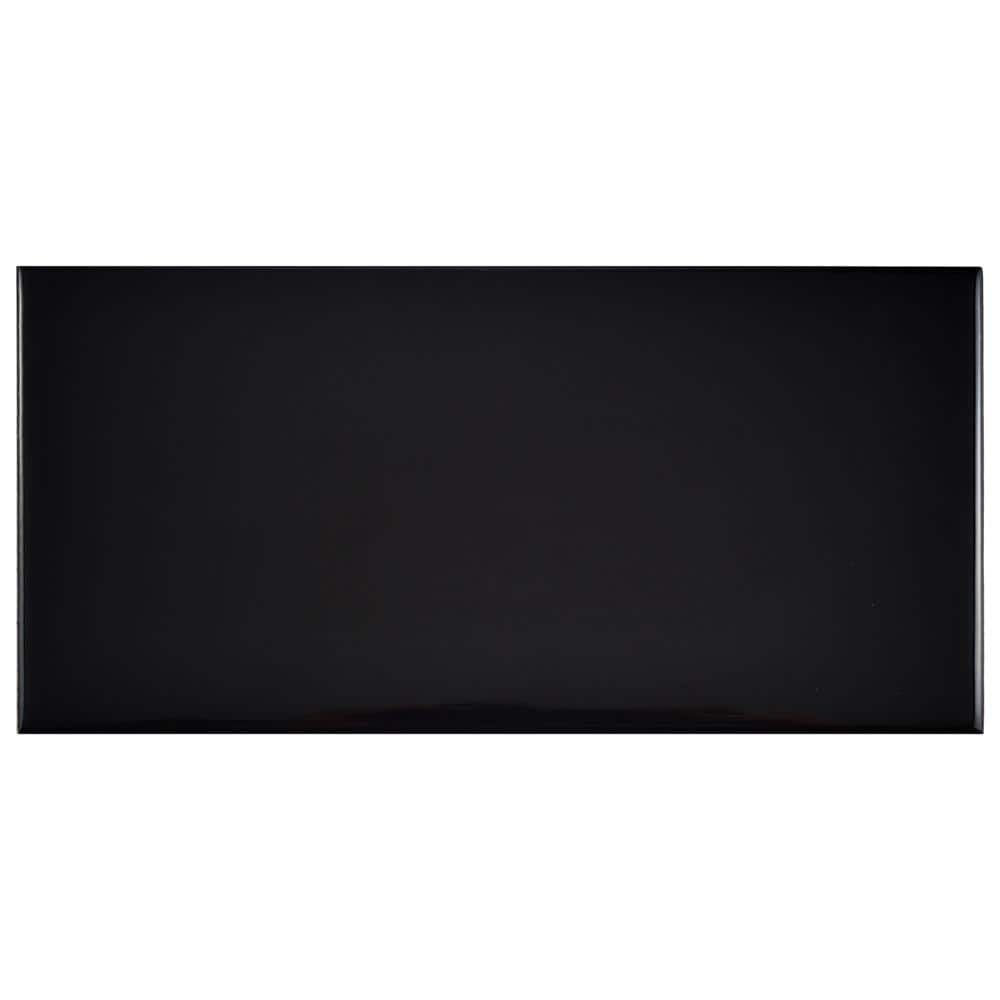 Merola Tile Park Slope Subway Glossy Black 3 in. x 6 in. Ceramic Wall ...