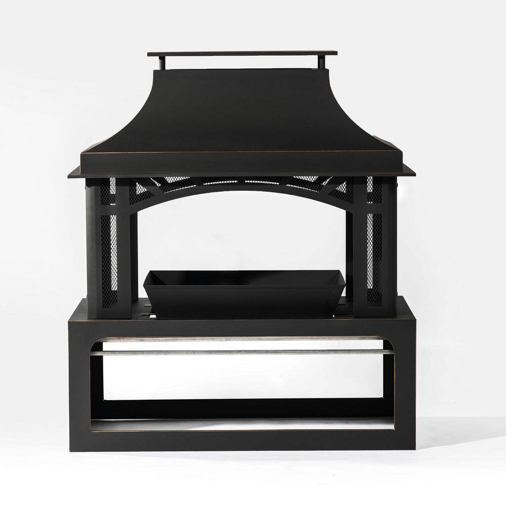 Boosicavelly 40 in. Matt Black Steel Wood Burning Fire Pit BOAOHOF41B ...