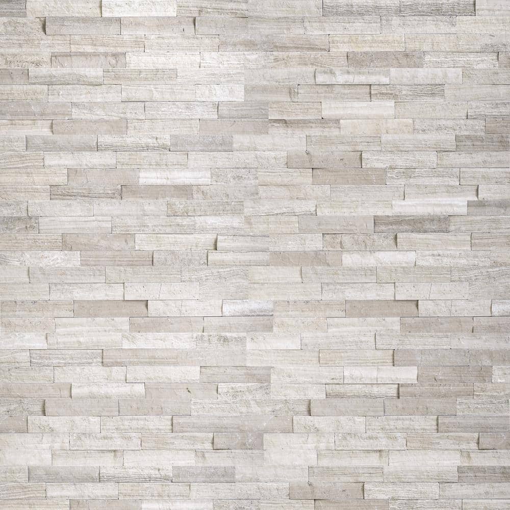 MSI Gray Oak Ledger Panel 6 in. x 24 in. Splitface Marble Wall Tile ...