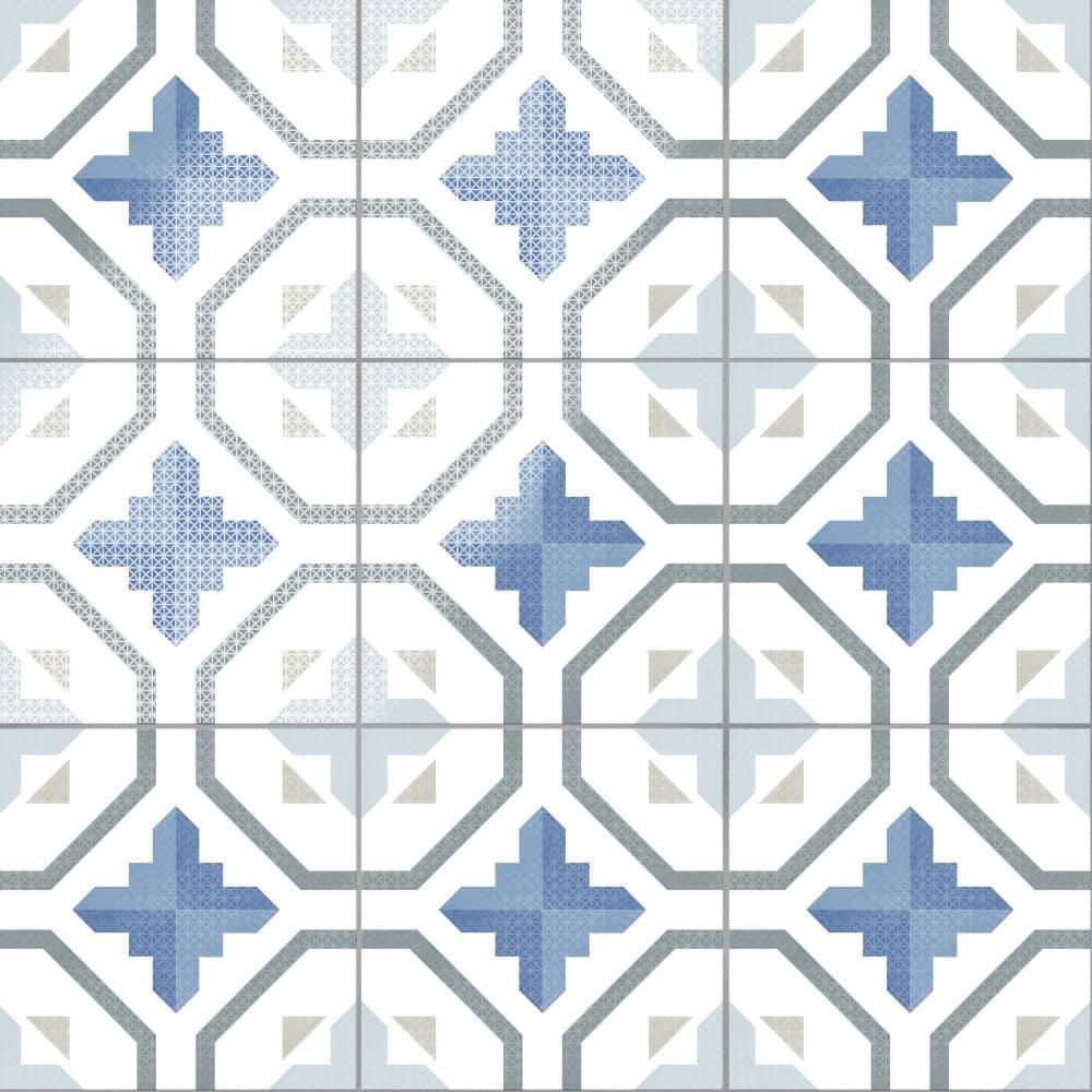 Merola Tile Prisma Blue 10 in. x 10 in. Porcelain Floor and Wall Tile ...