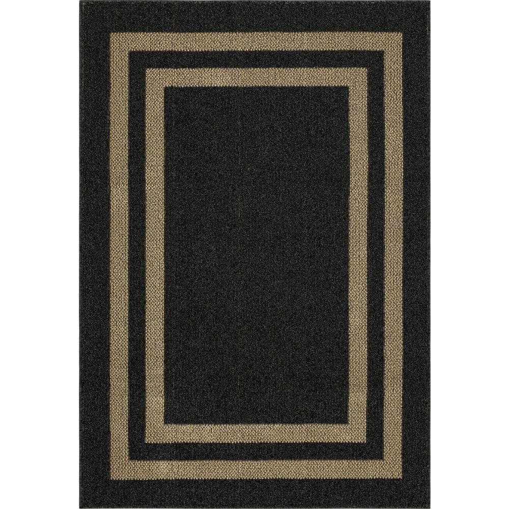 Mohawk Home Basics Hall Border Black 5 ft. x 7 ft. Transitional Tufted ...