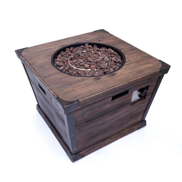 40,000 BTU Gas Fire Pit Table, 32 in. Wood-Look Outdoor Concrete ...