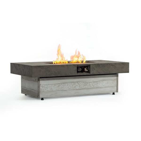 48" x 24" Outdoor Propane Fire Pit Table, 50,000 BTU Rectangular Gas ...