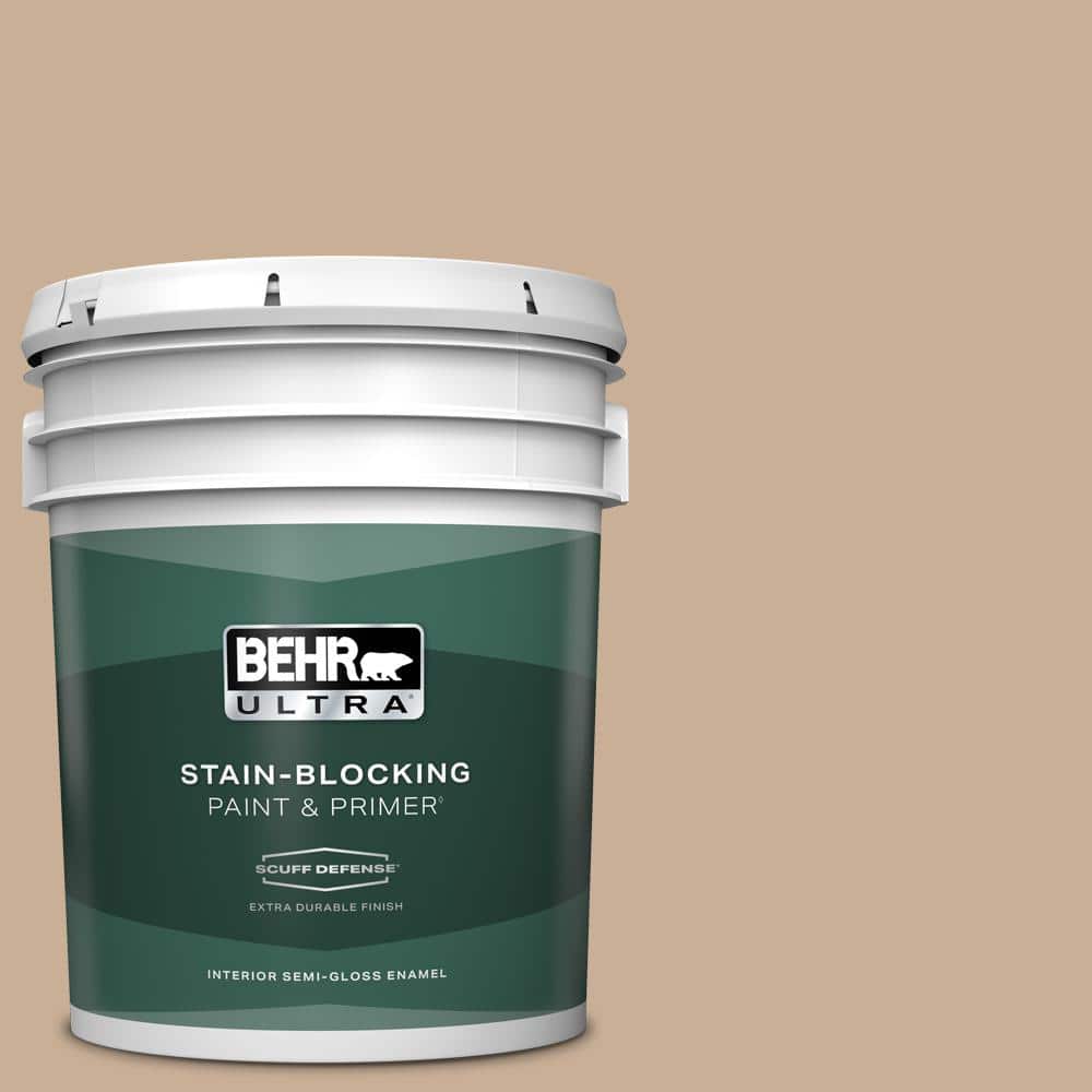 BEHR ULTRA 5 gal. #280E-3 Toasted Wheat Extra Durable Semi-Gloss Enamel ...