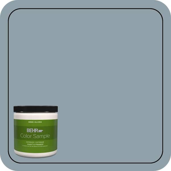 BEHR PREMIUM PLUS 8 oz. #N480-4A Dusty Denim Semi-Gloss Enamel Interior ...