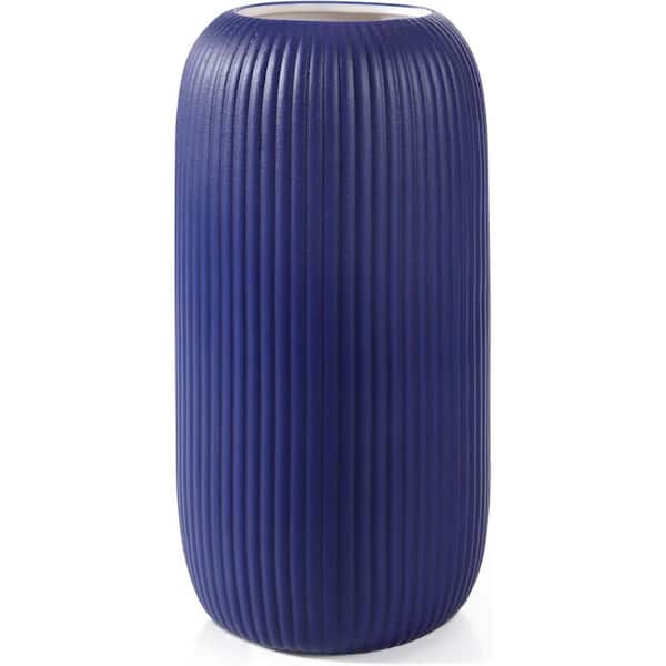 8 in. Navy Blue Cylinder Ceramic Decorative Vase YJ00636 - The Home Depot