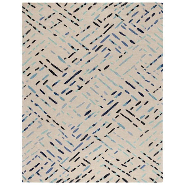 SAFAVIEH Metro Gray/Blue 8 ft. x 10 ft. Geometric Maze Area Rug MET252M ...