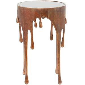 Litton Lane 16 in. Silver Drip Large Round Glass End Table with Melting ...