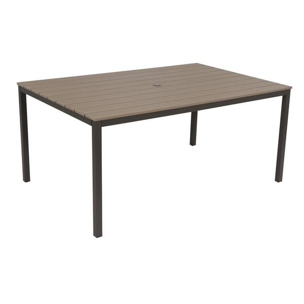 StyleWell Sandpoint Brown Rectangle Metal 28.5in Outdoor Dining Table ...