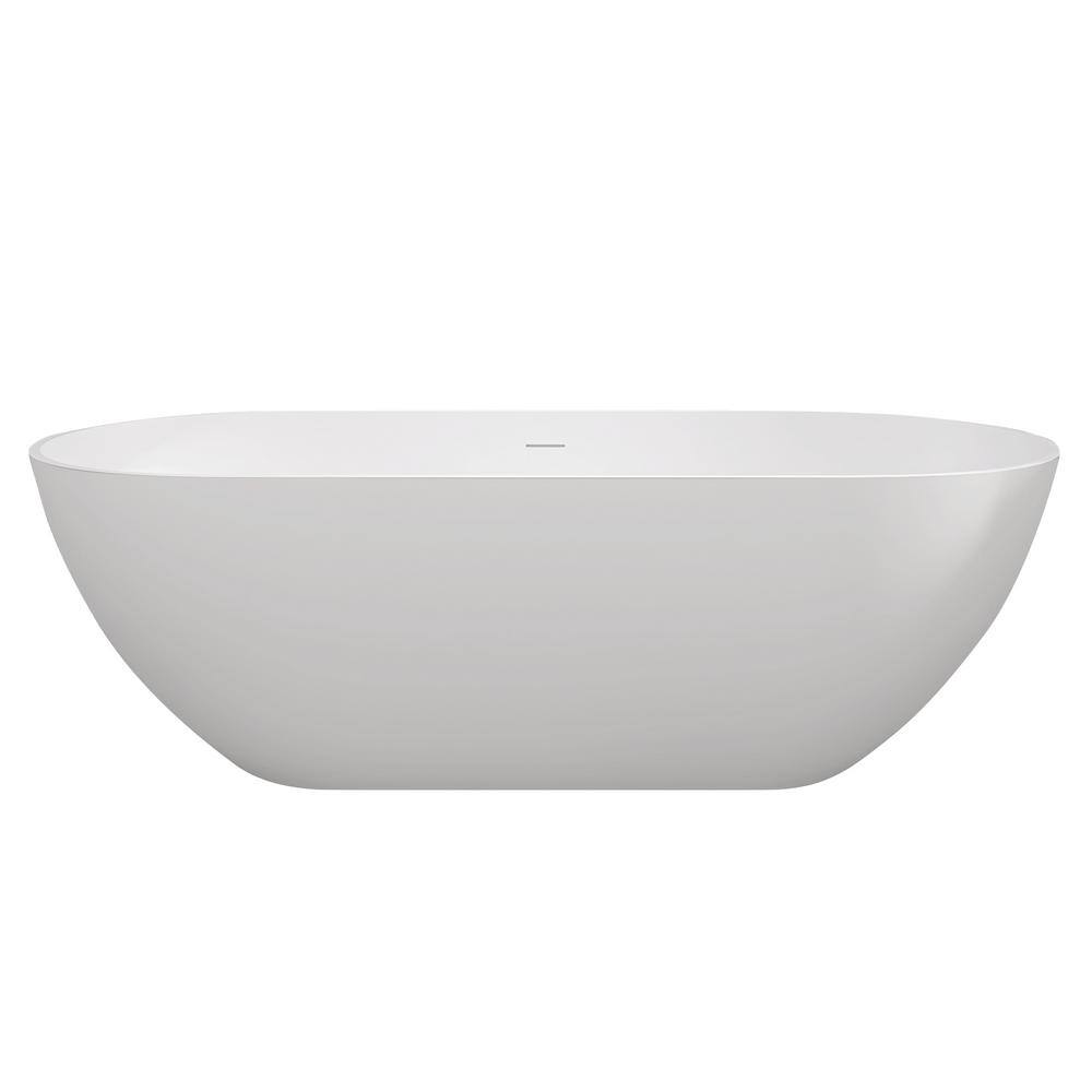 Zeafive 63 in. x 29.5 in. Solid Surface Freestanding Soaking Bathtub ...