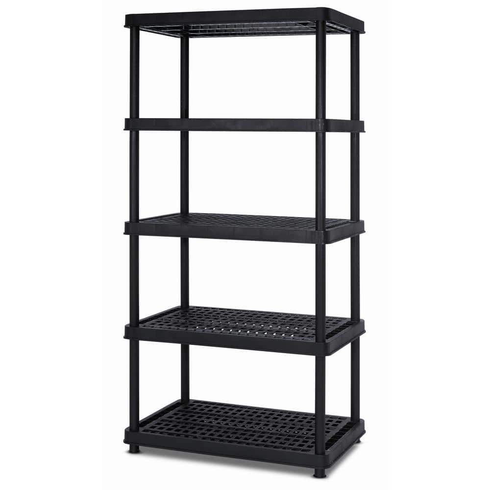 Keter Black 5-Tier Plastic Garage Storage Shelving Unit (36 in. W x 72 ...