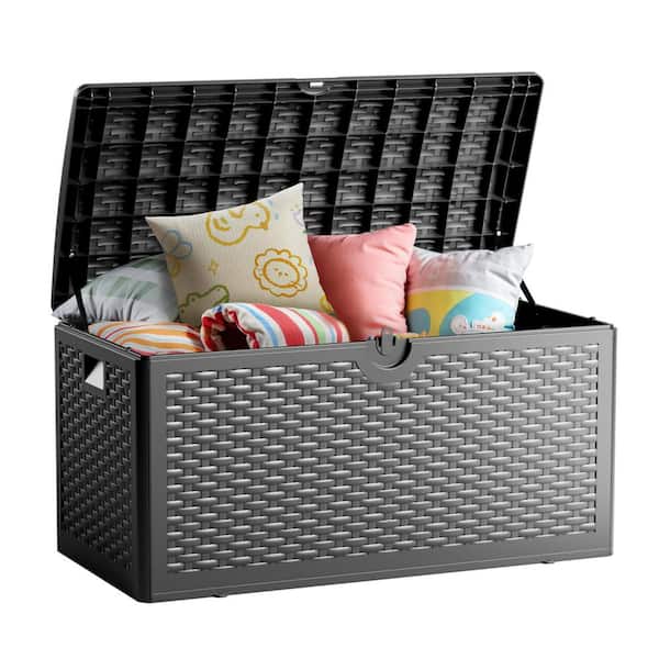 T-SKR 80 Gal. Large Deck Box Resin for Patio Garden Furniture, Outdoor ...