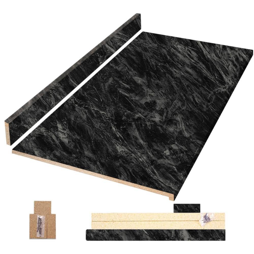 Hampton Bay 8 ft. Straight Laminate Countertop All-Inclusive Kit in ...