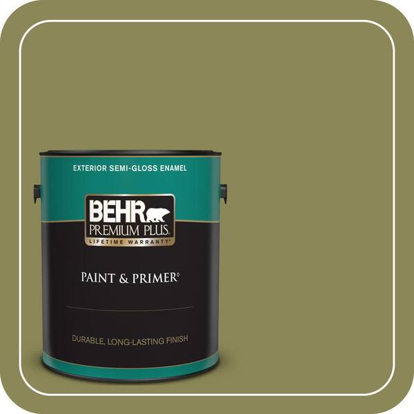 BEHR PREMIUM PLUS 1 gal. #S340-6 Fertile Green Semi-Gloss Enamel ...