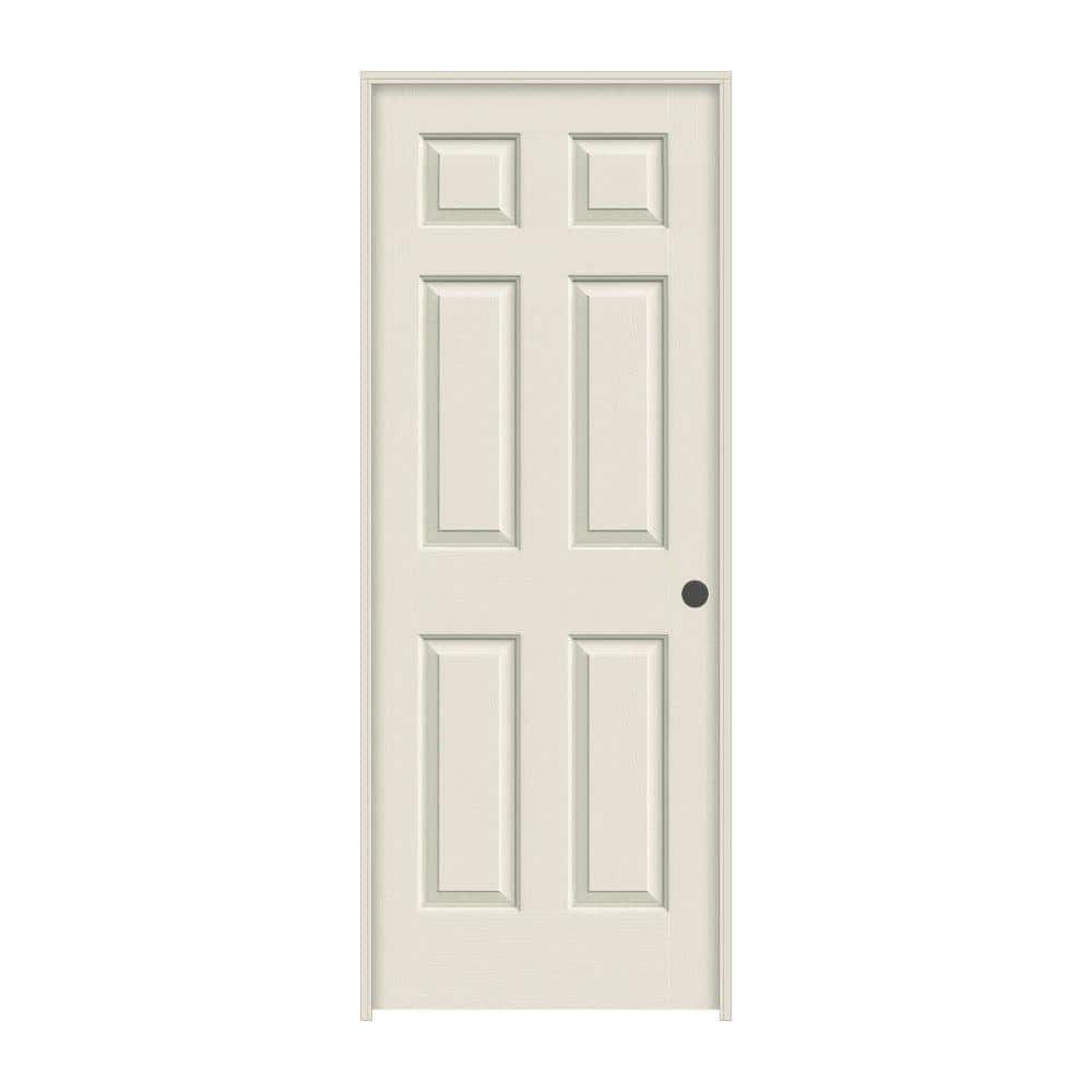 JELD-WEN 28 in. x 80 in. 6 Panel Colonist Primed Left-Hand Textured ...
