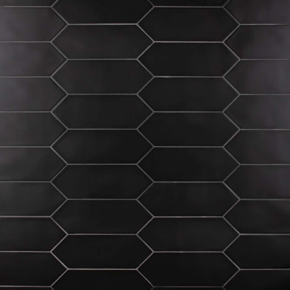 Merola Tile Kite Black 3-7/8 in. x 11-3/4 in. Porcelain Floor and Wall ...