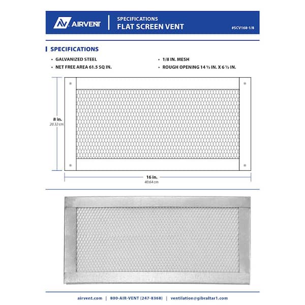 Gibraltar Building Products 16 in. x 8 in. Galvanized Steel Flat Screen ...